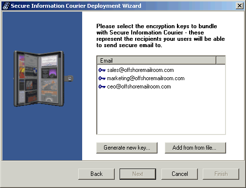 Secure encrypted email for web sites: Encryption Key Selection