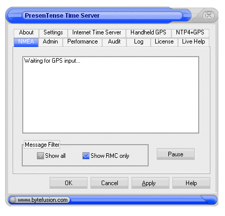 Windows Time Server: NMEA Tab