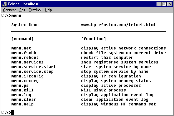 Windows Telnet Server: BFTelnet Features
